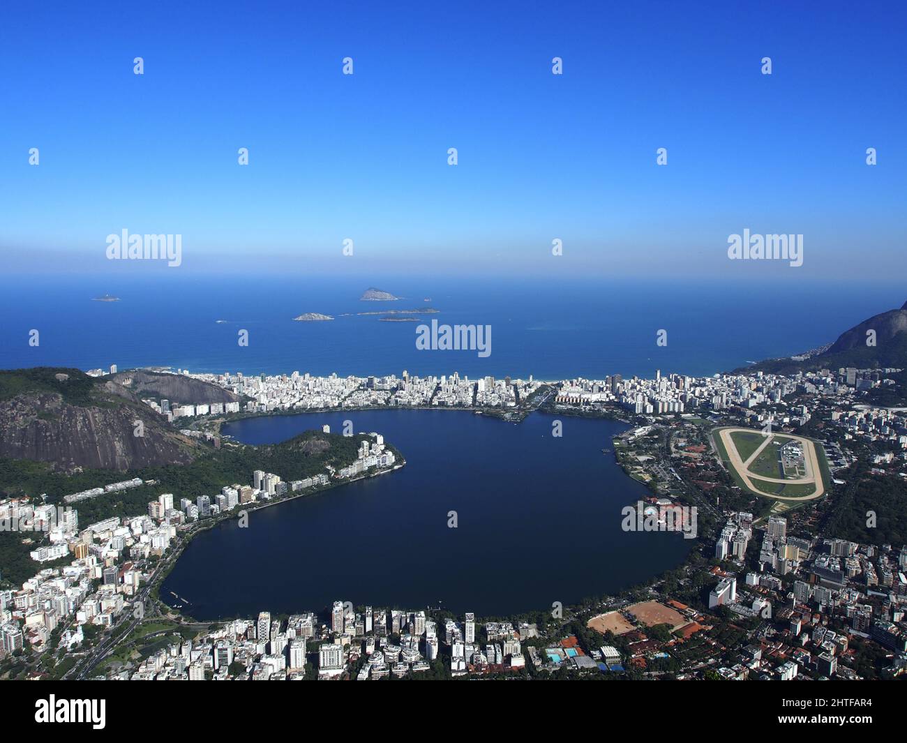 Aerial view of the cityscape of Rio de Janeiro with mountains, Brazil ...