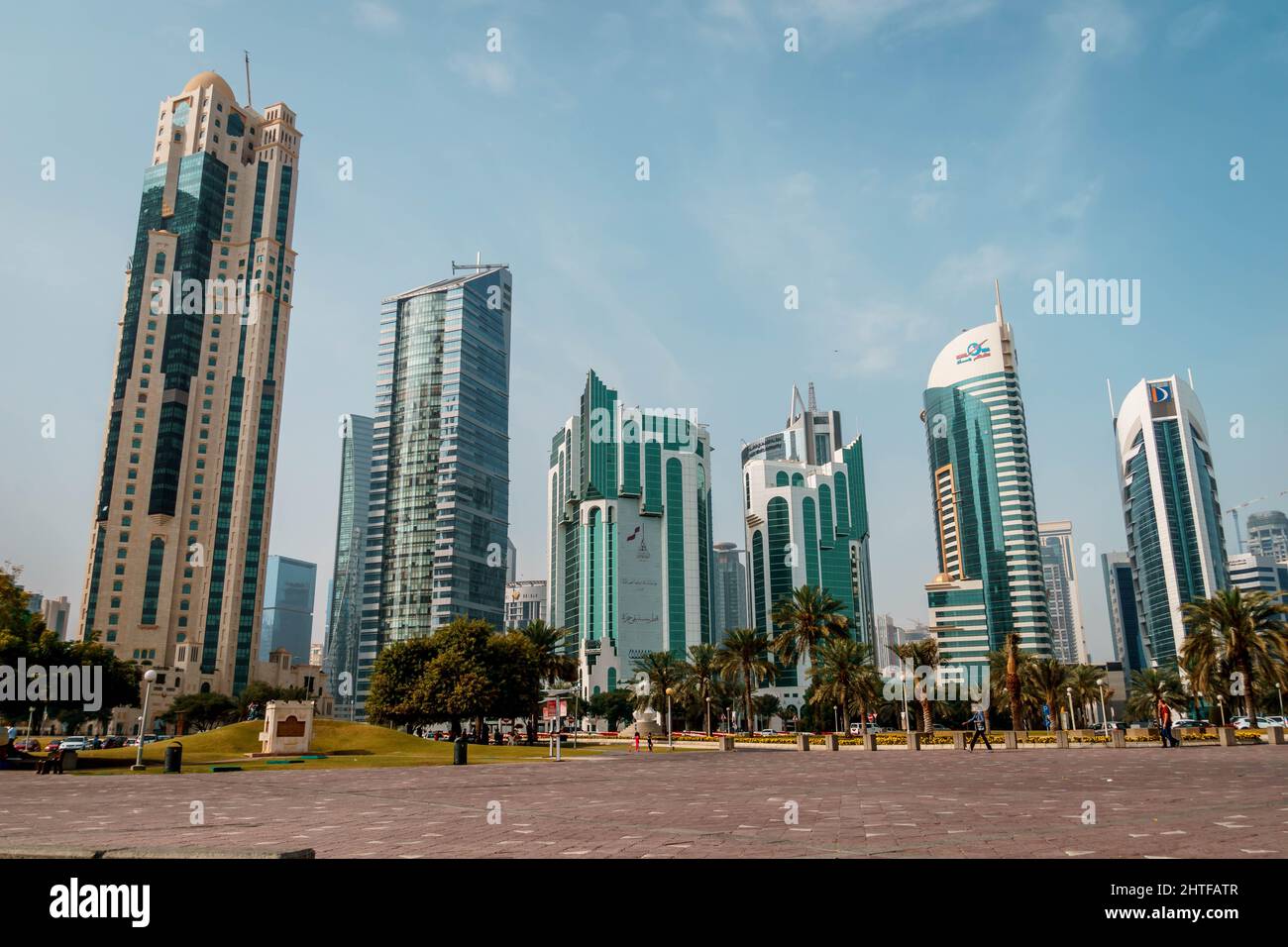 Closeup shot of The Doha Corniche waterfront in Doha, Qatar Stock Photo ...