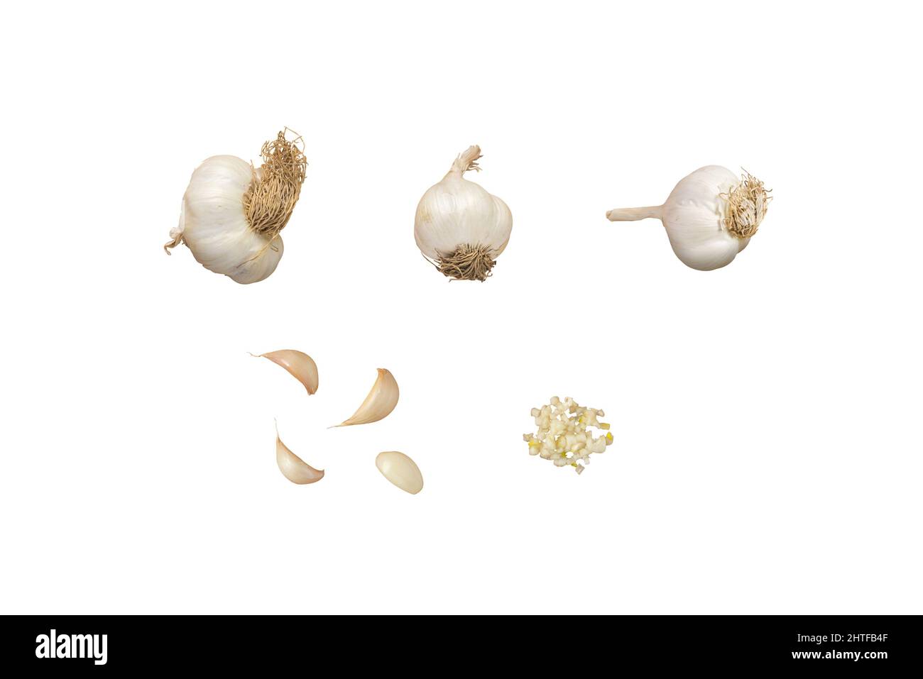 Garlic isolated whole and in pieces Stock Photo - Alamy