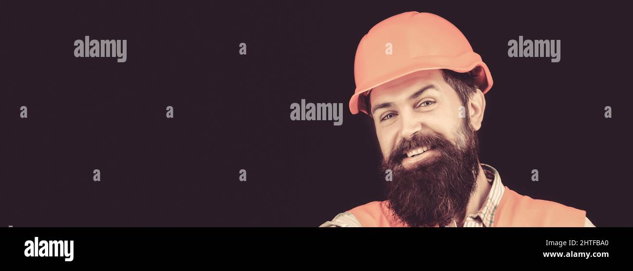Man builders, industry. Builder in hard hat, foreman or repairman in ...