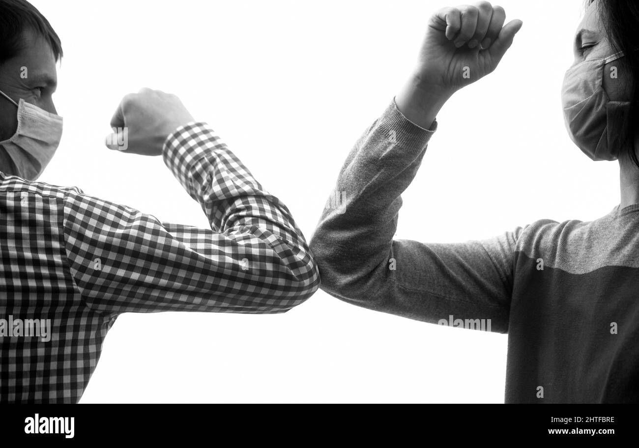 Closeup hand shake man woman Black and White Stock Photos & Images - Alamy