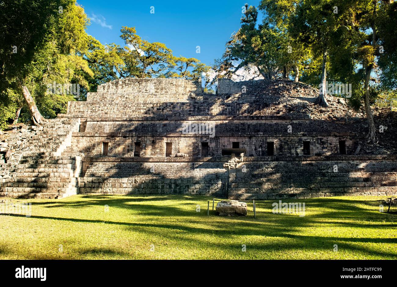 Temple at the Acropolis at the Copan Mayan Ruins, Copan Ruinas ...