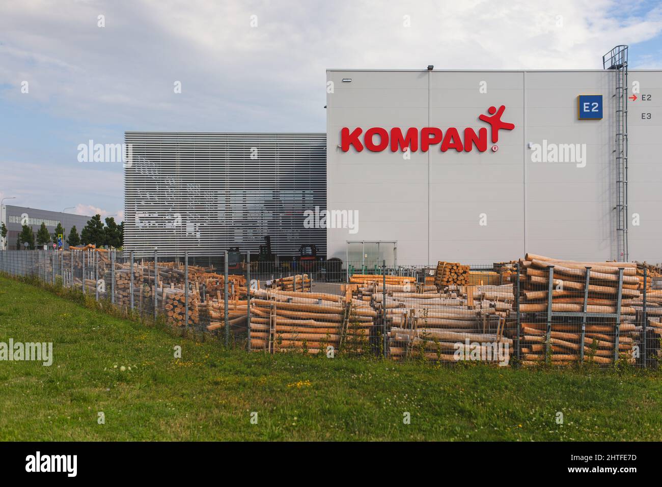 Production hall of the Danish company Kompan Stock Photo - Alamy