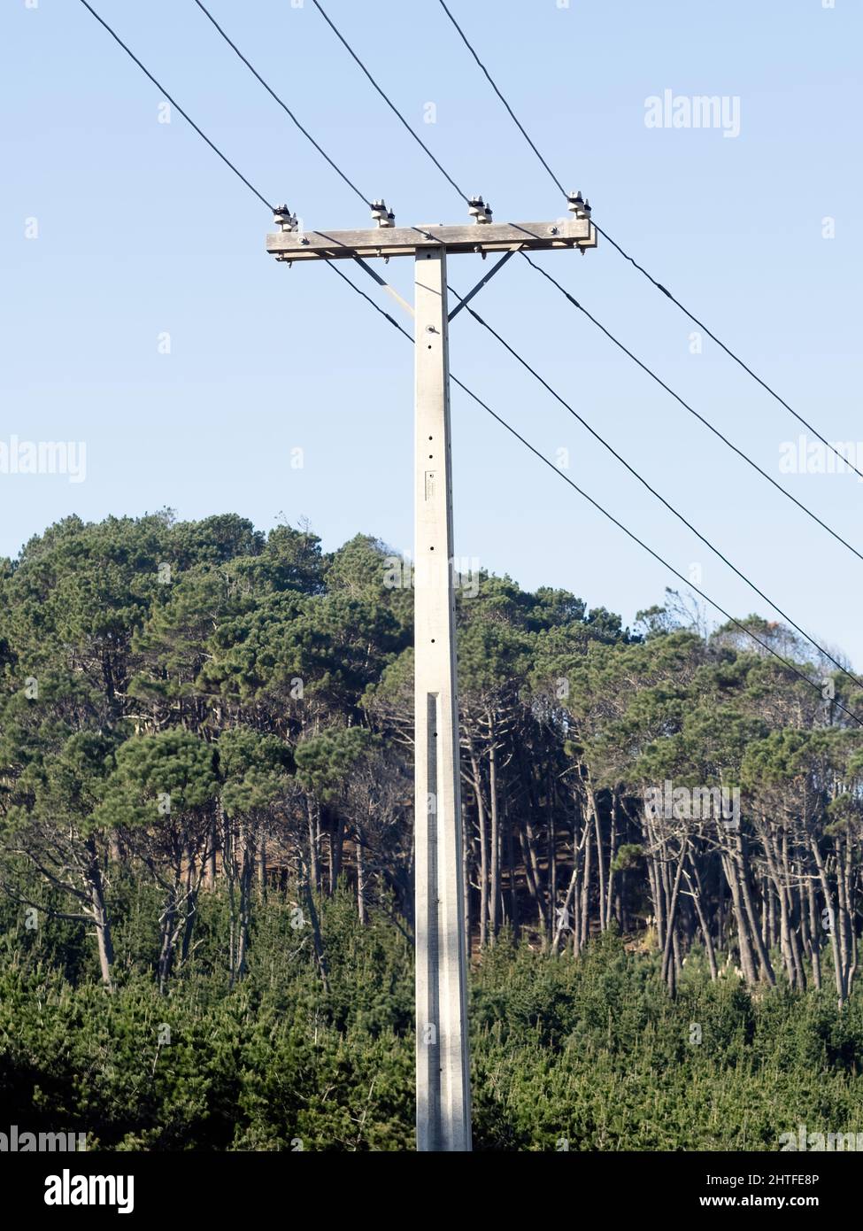 View of electric post with wires Stock Photo - Alamy