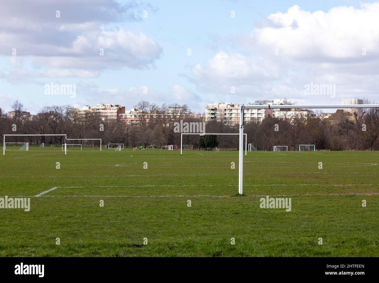 Multiple football fields in Regent's Park, London Stock Photo - Alamy