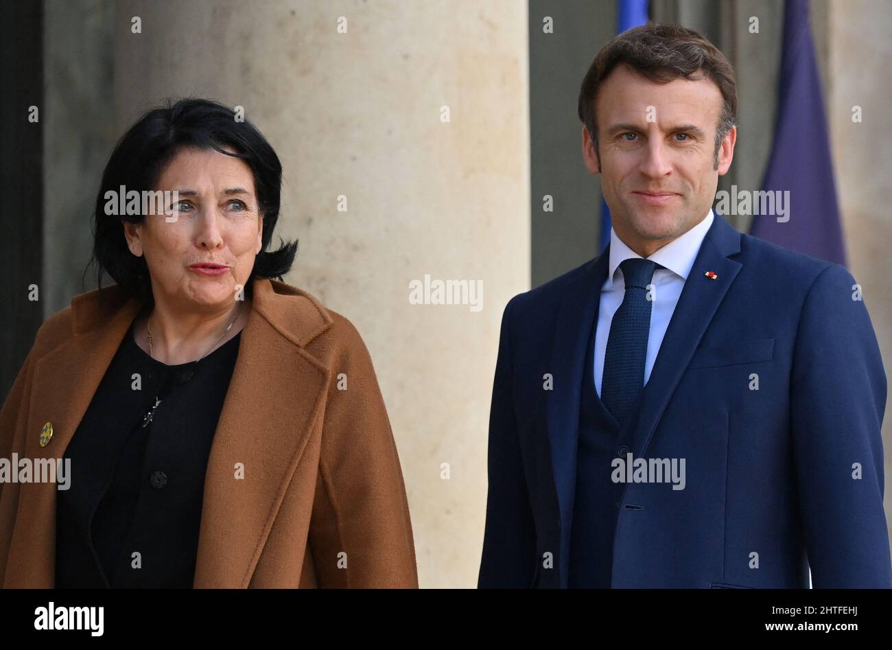 French President Emmanuel Macron meets Georgian President Salome ...