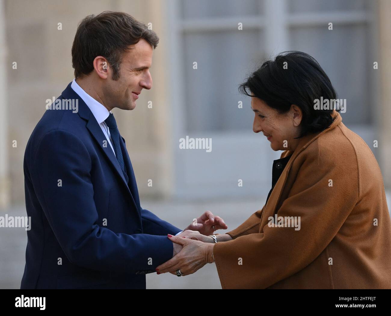 French President Emmanuel Macron meets Georgian President Salome ...