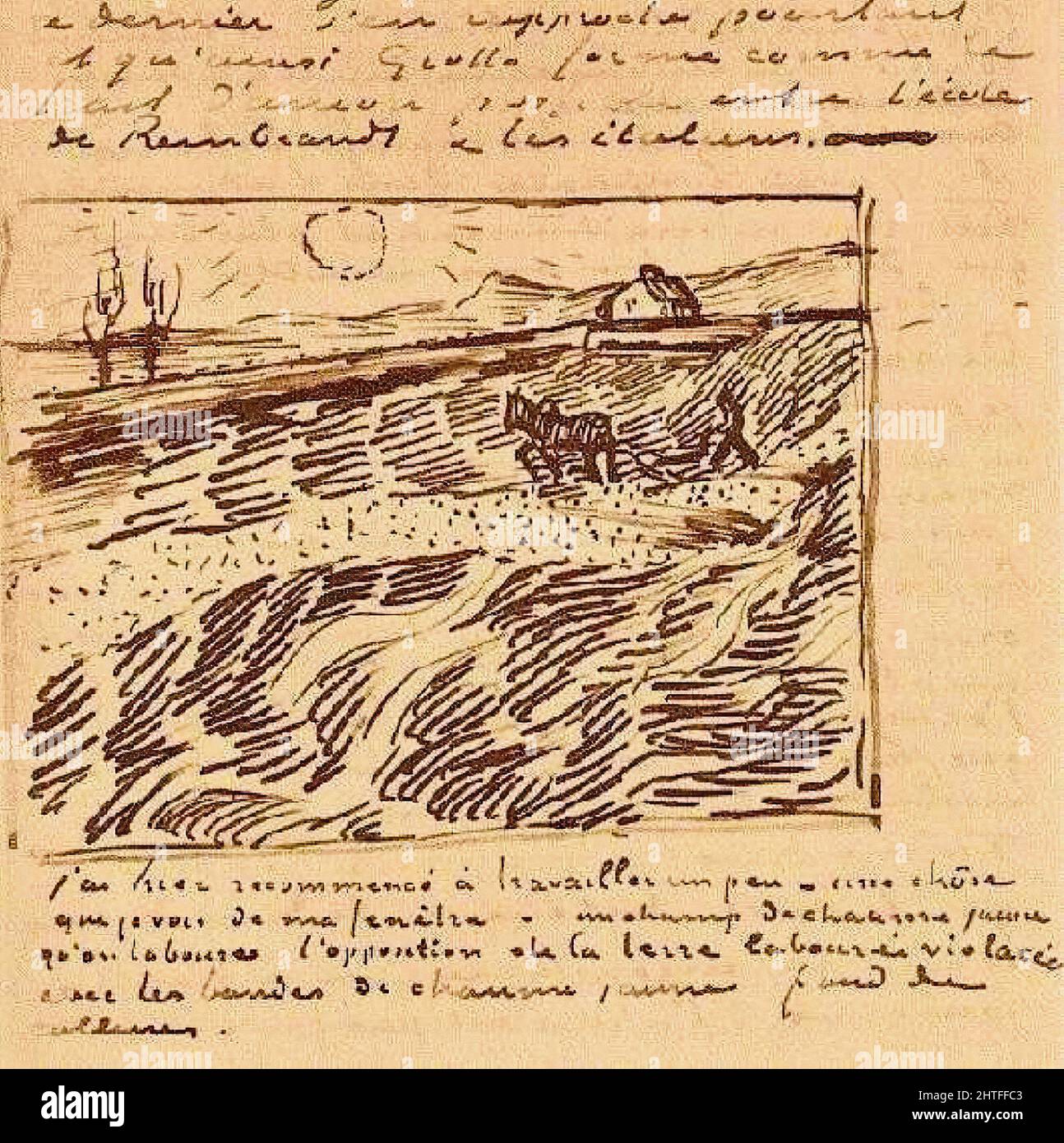 Vincent Van Gogh - Enclosed Field with Ploughman 1889 Stock Photo - Alamy