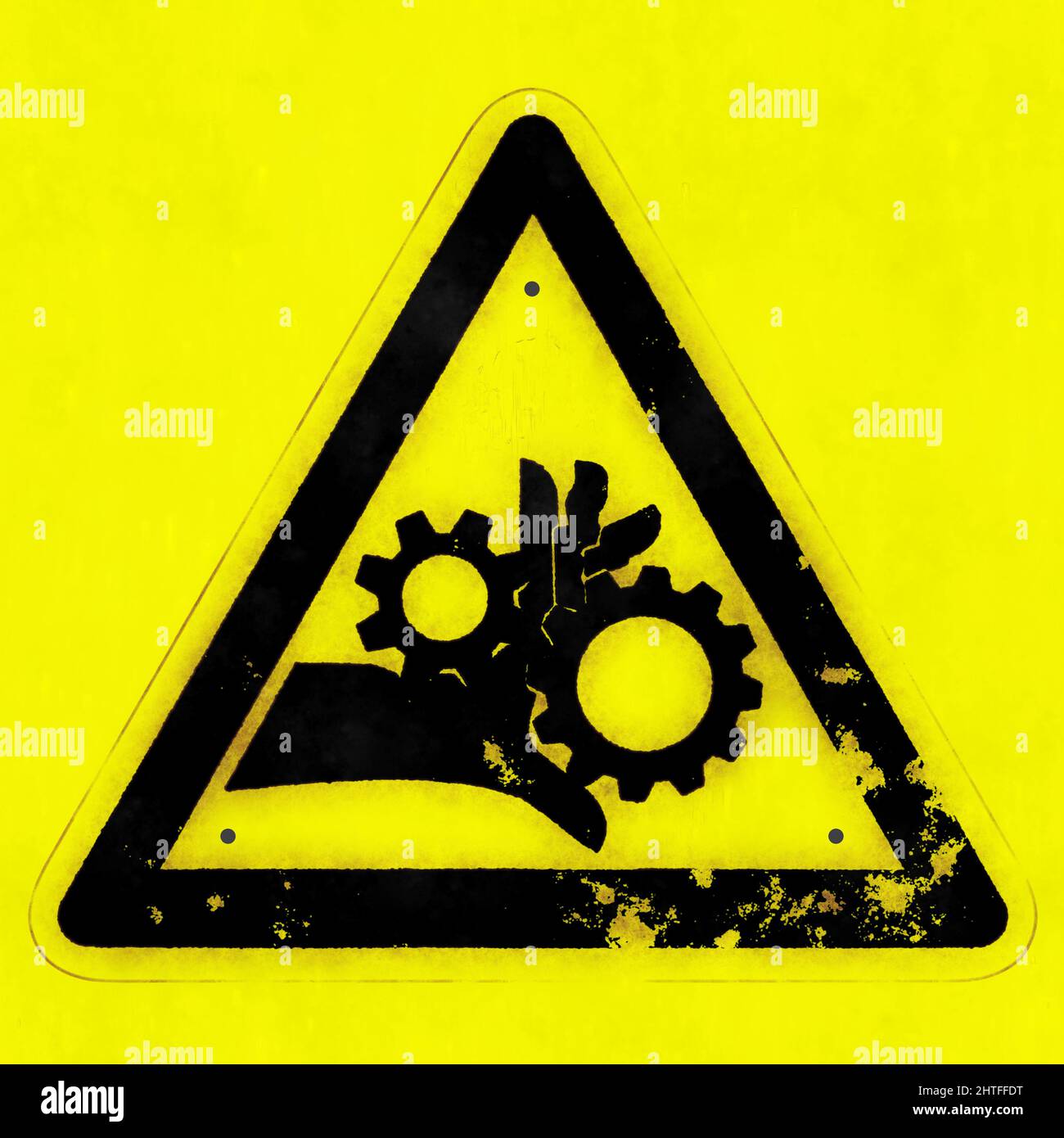 Illustration of pinch point warning sign isolated on yellow background ...