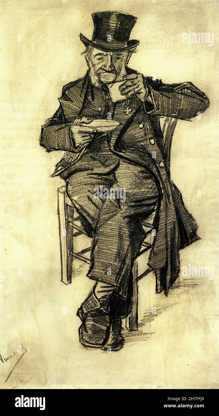 Vincent Van Gogh - Orphan Man with Top Hat Drinking Coffee 1882 Stock ...