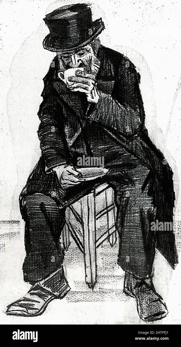Vincent Van Gogh - Orphan Man with Top Hat Drinking Coffee 1882 1 1882 ...