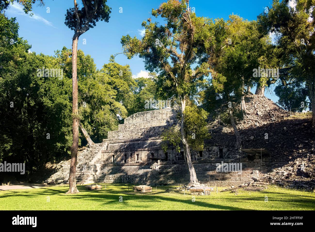 Temple at the Acropolis at the Copan Mayan Ruins, Copan Ruinas ...