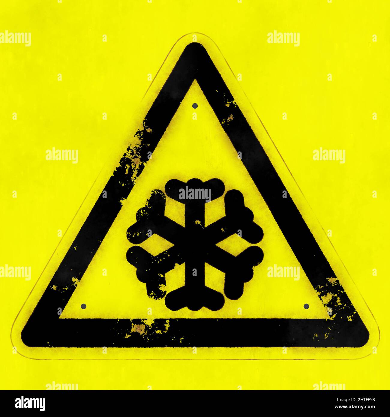 Illustration of a cold temperature warning sign isolated on yellow ...