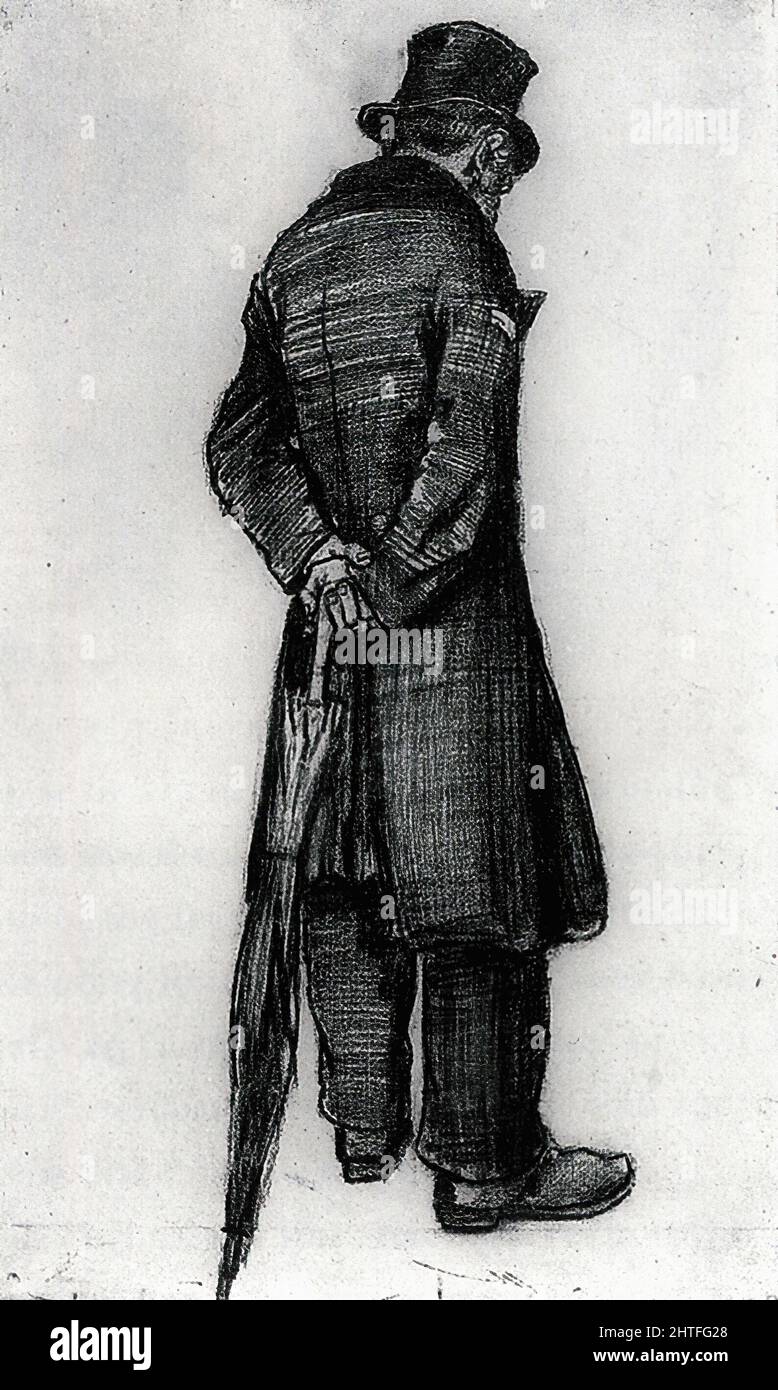 Vincent Van Gogh - Orphan Man with Umbrell Seen Back 1882 Stock Photo ...