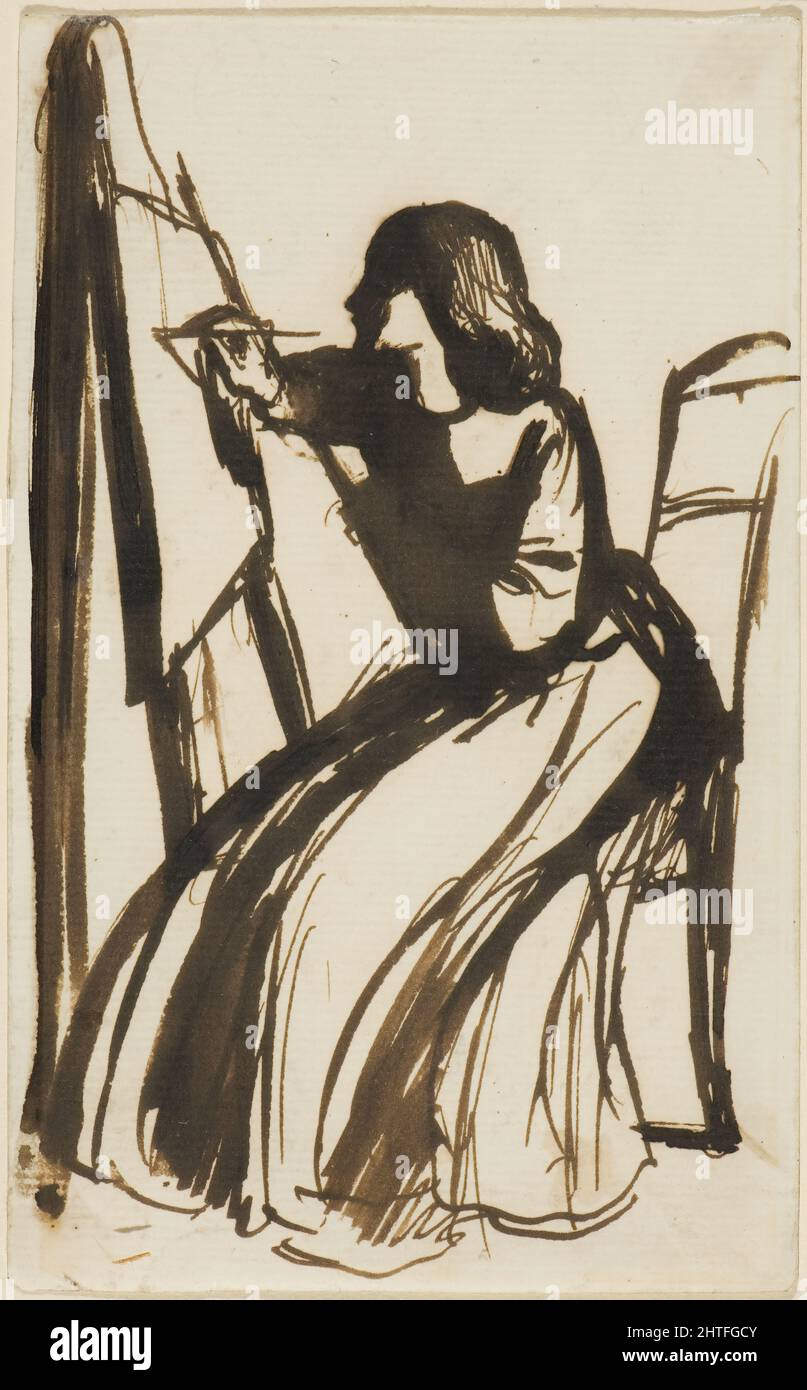 Dante Gabriel Rossetti - Elizabeth Siddal Seated an Easel 1852 Stock ...