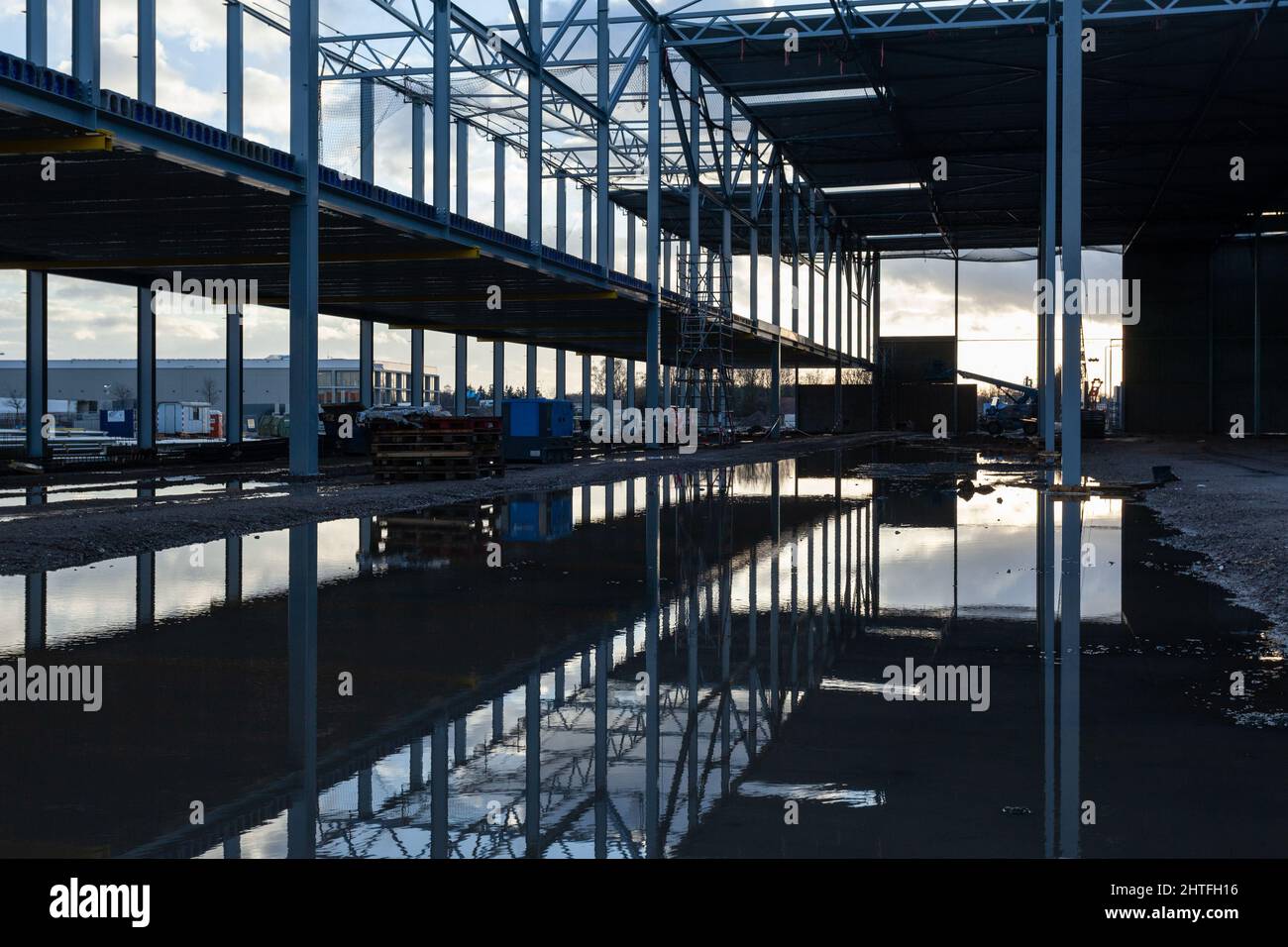Aerial shot of a construction site of a warehouse Stock Photo - Alamy