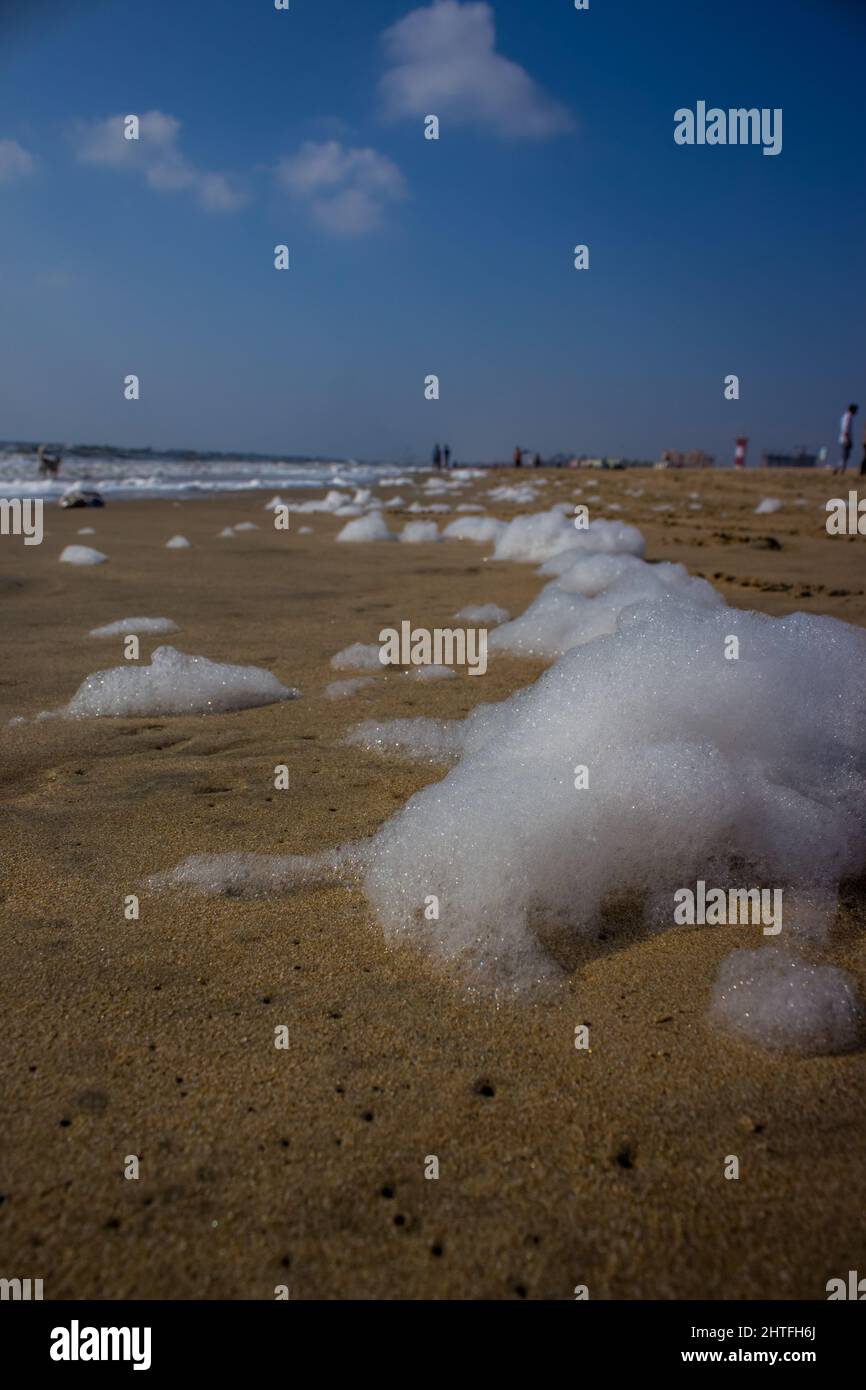 Toxic foam caused by water pollution in India Stock Photo - Alamy