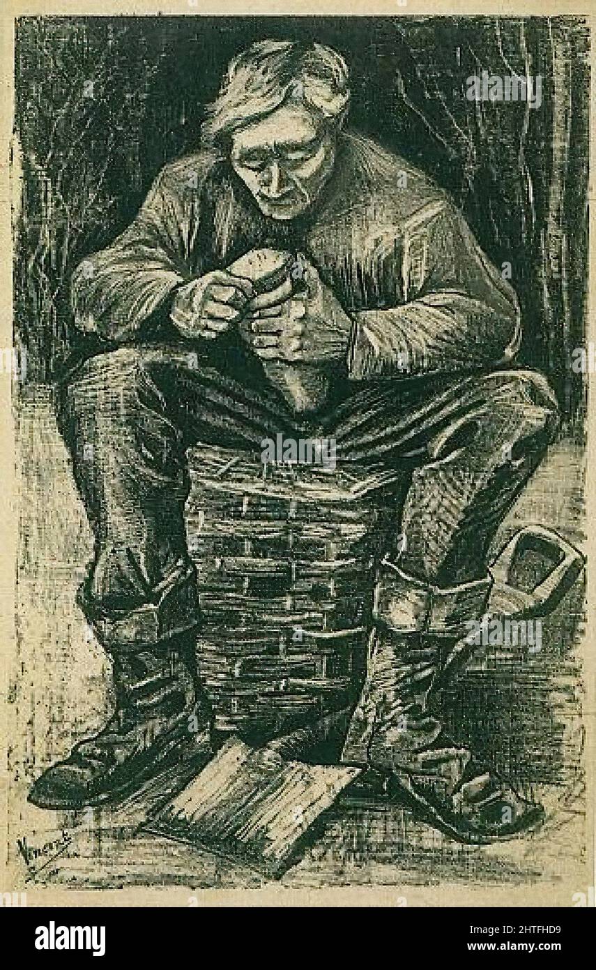 Vincent Van Gogh - Workman Sitting Basket Cutting Bread 1882 Stock ...