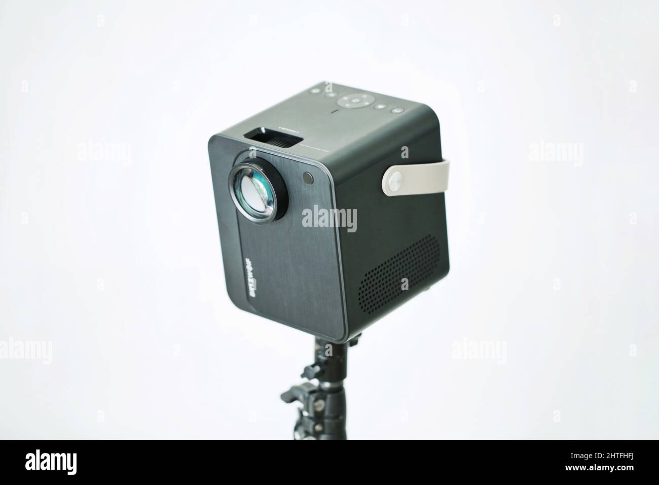 Photo of Blitzwolf portable projector with remote control isolated on a ...