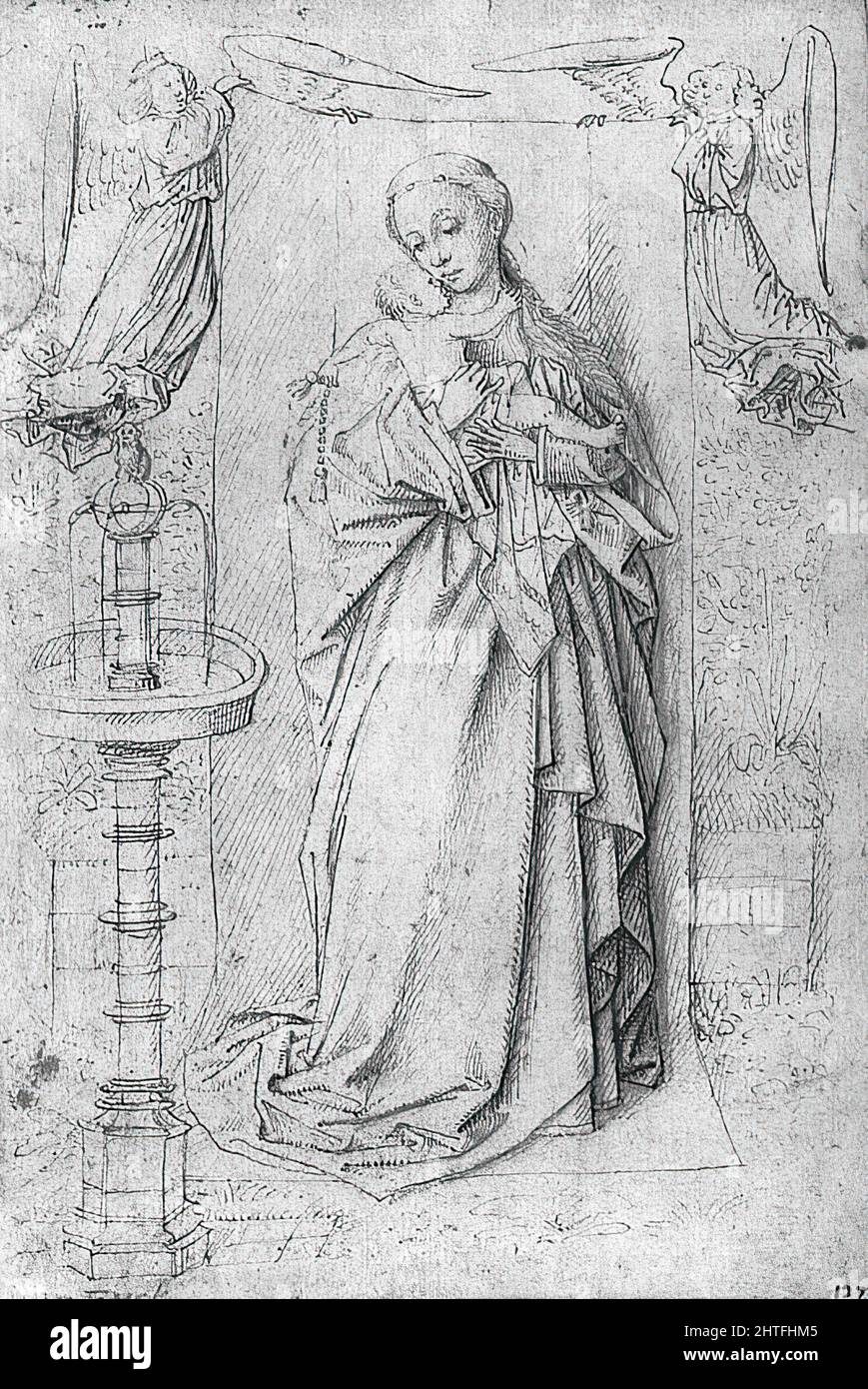 Jan Van Eyck - Copy Drawing Madonn Fountain Stock Photo - Alamy