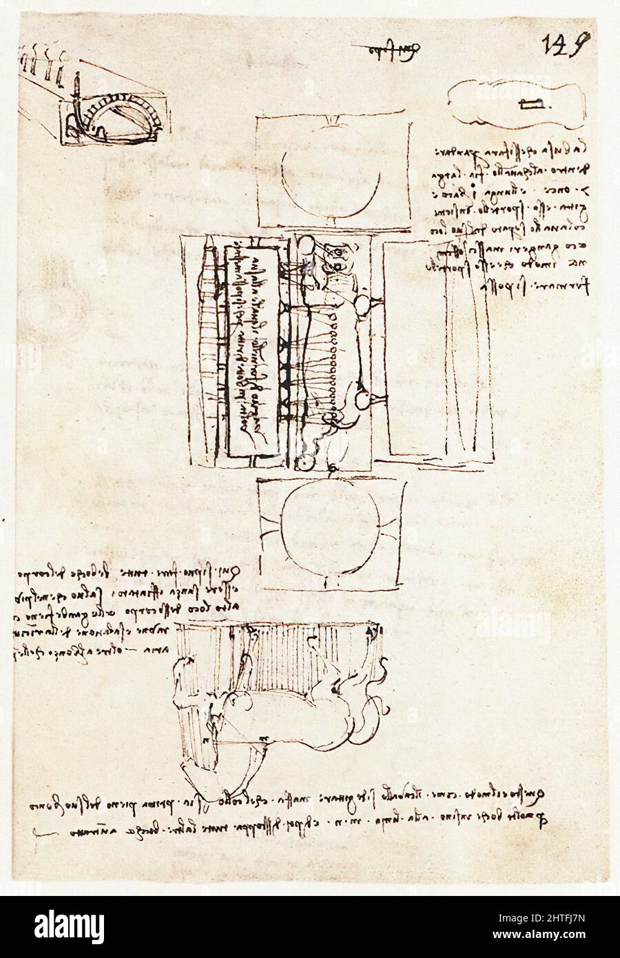 Leonardo Da Vinci - Manuscript Page Sforz Monument C 1493 Stock Photo ...