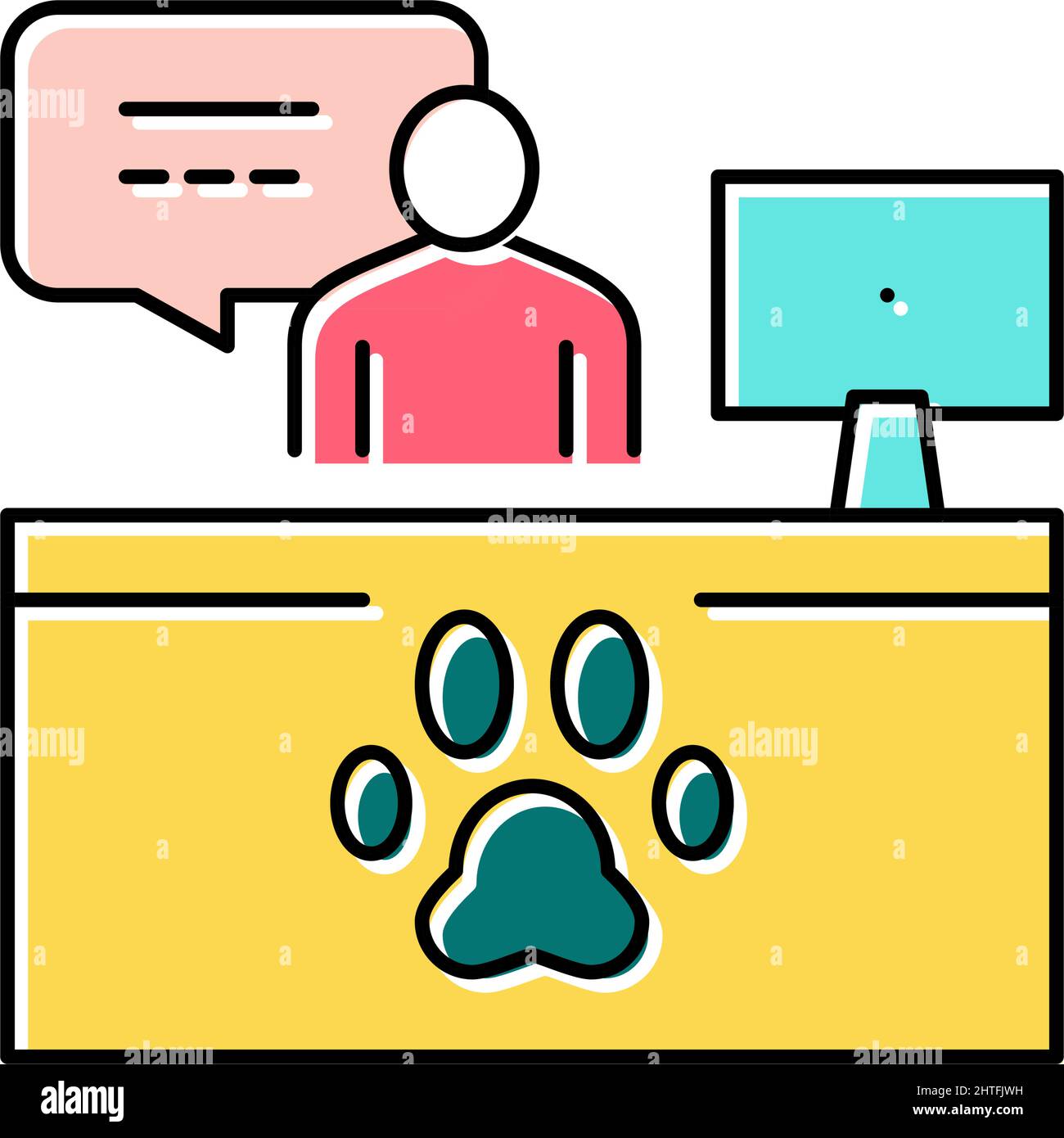 pet shelter worker workspace color icon vector illustration Stock ...