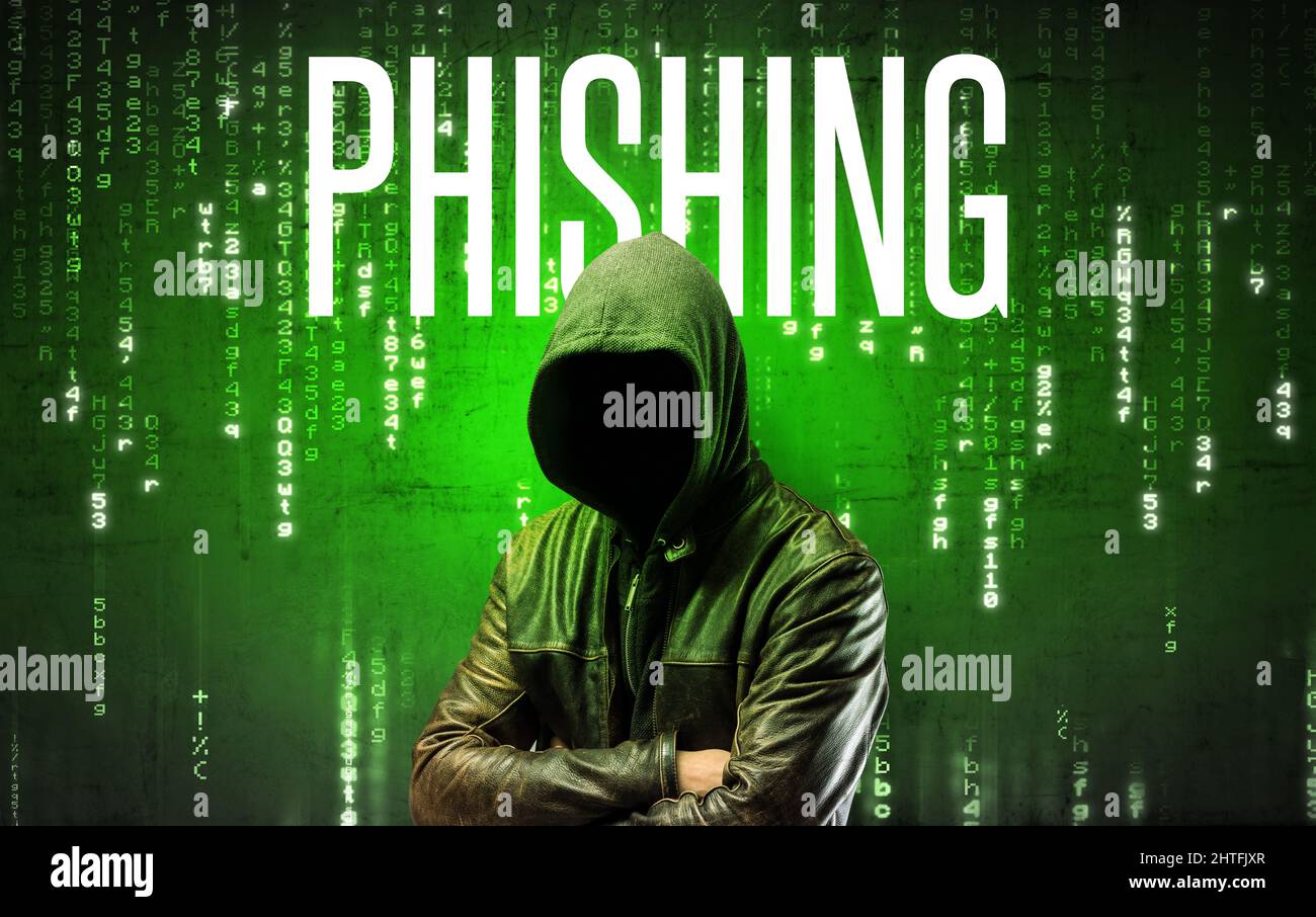 Faceless hacker with inscription concept Stock Photo - Alamy