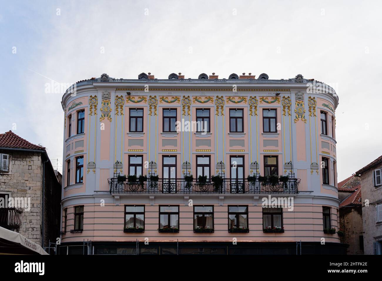 View of typical housing building inside the castle of Split, end of ...