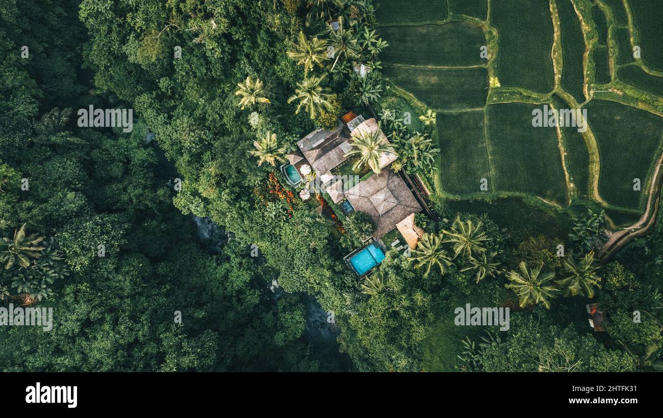 Aerial view of a scenic resort in Ubud, Bali, Indonesia Stock Photo - Alamy