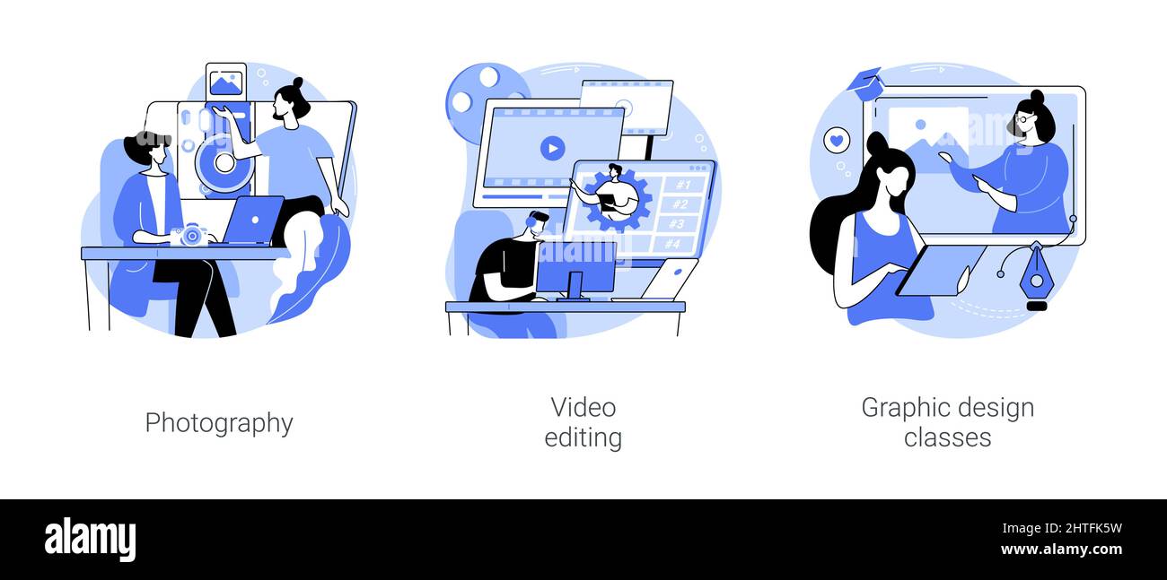 Creative online courses isolated cartoon vector illustrations se Stock ...