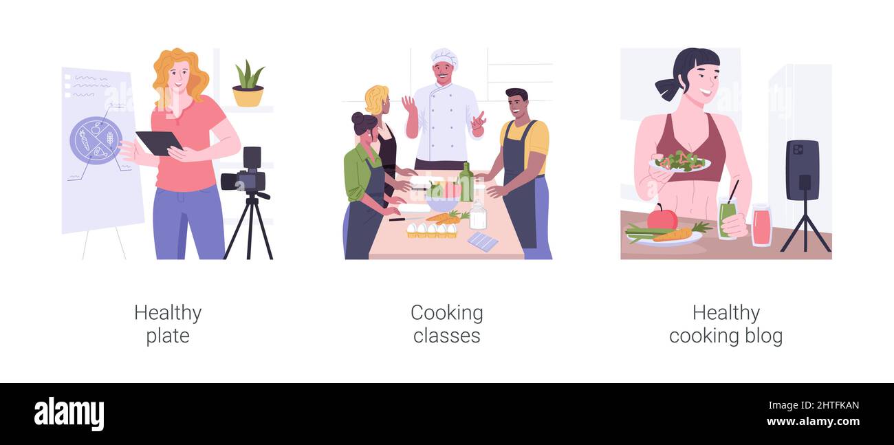 Nutrition classes isolated cartoon vector illustrations set Stock ...