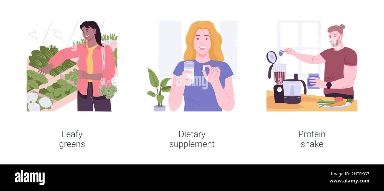 Nutrition supplements isolated cartoon vector illustrations set Stock ...