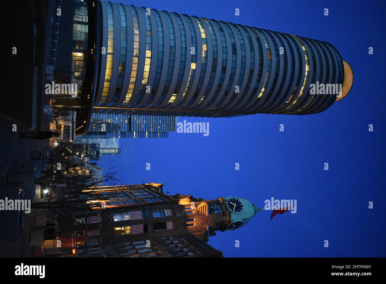 Vertical bottom shot of buildings in downtown Rotterdam in the ...