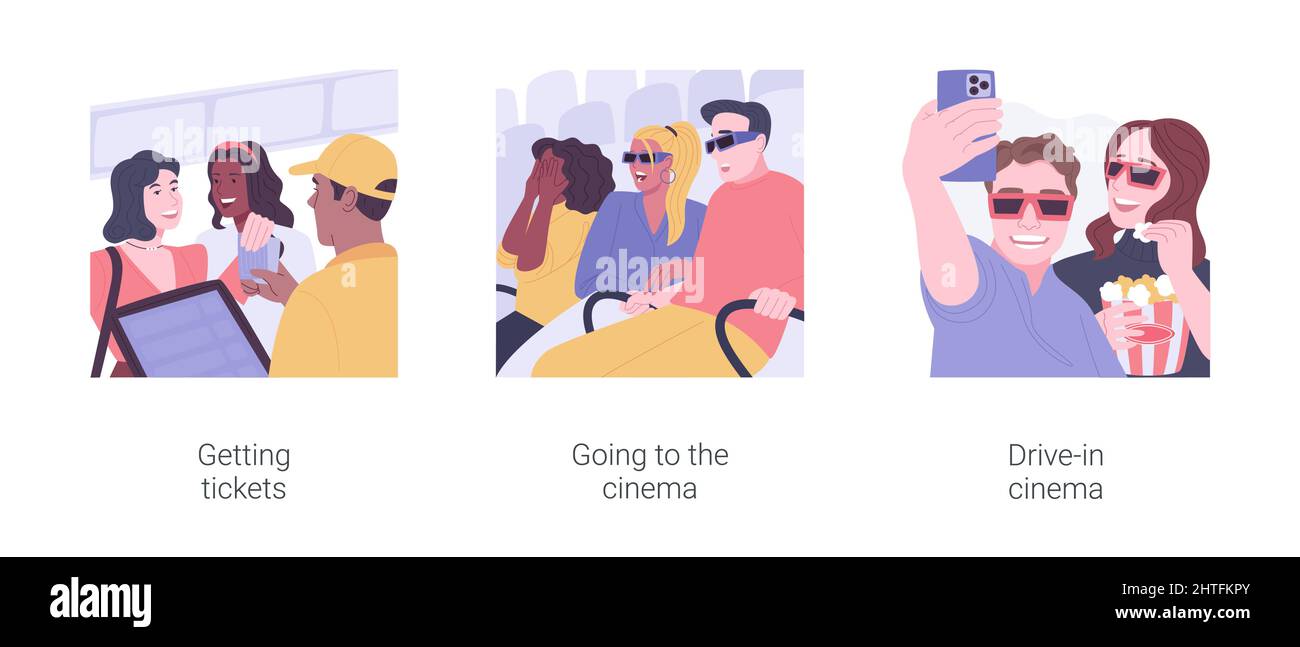 Evening outing isolated cartoon vector illustrations set Stock Vector ...