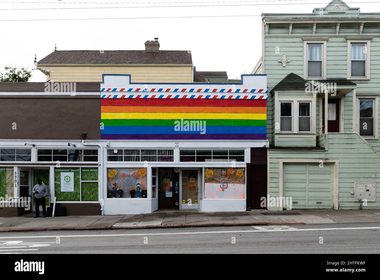 Storefront with the rainbow flag in Castro district, San Francisco, the ...