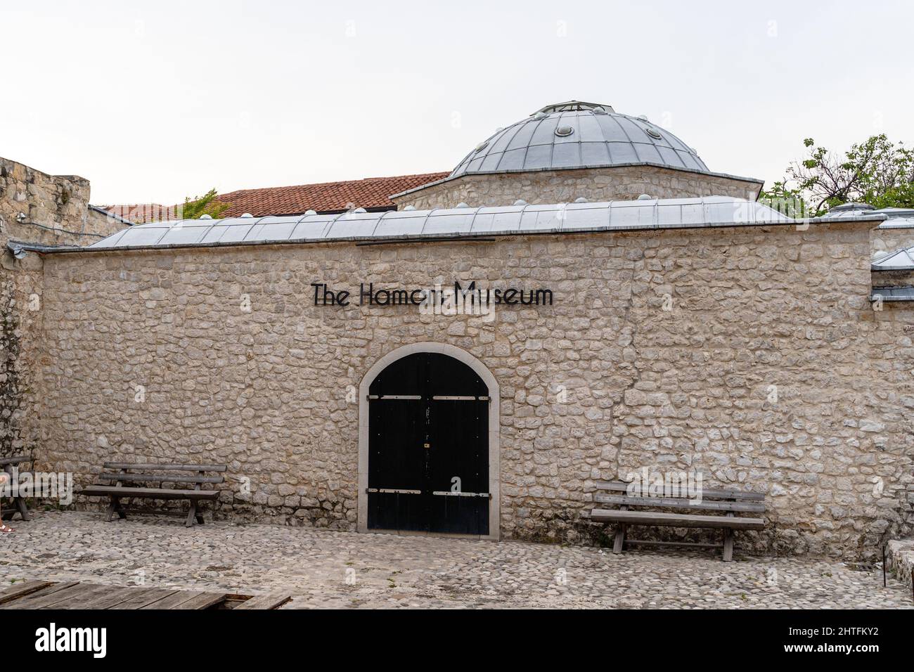 Exterior view of the entrance of the Hamam museum in Mostar, Bosnia ...