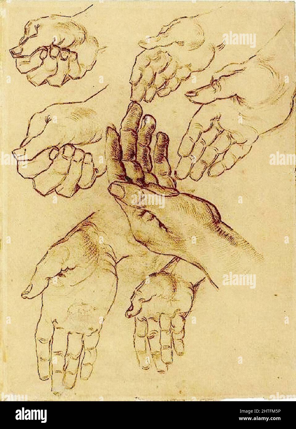 Vincent Van Gogh - Study Sheet with Seven Hands 1885 Stock Photo - Alamy