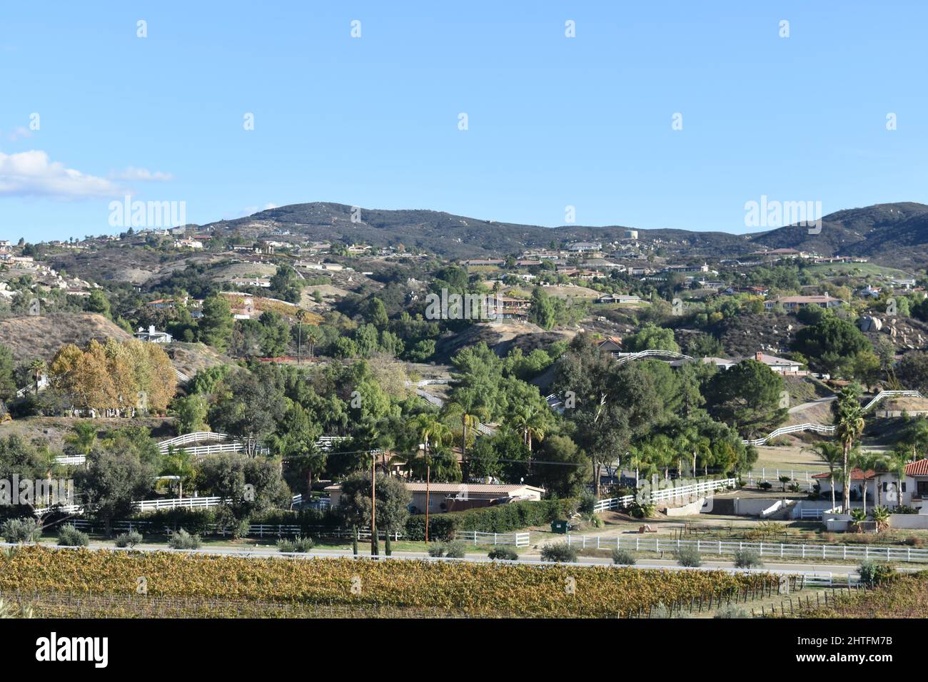 Aerial view of vineyards on mountains in Temecula, California Stock ...