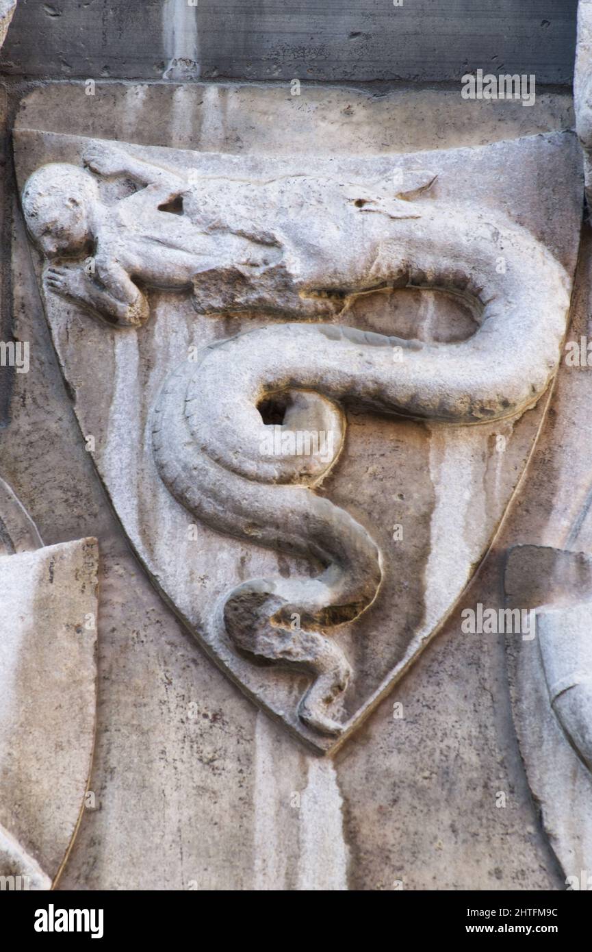 Biscione: The symbol of the city of Milan, a snake in the act of ...