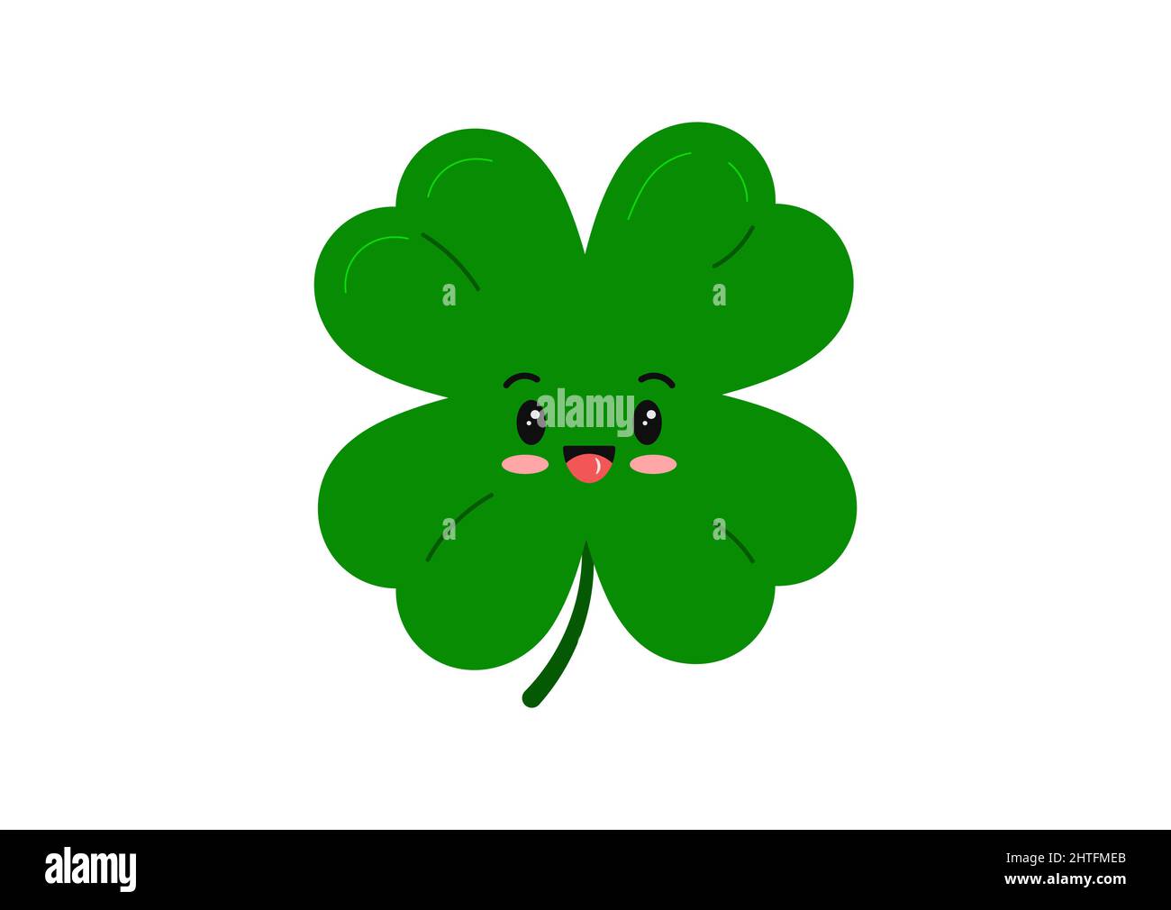 Cute clover character four leaf mascot isolated on white background ...