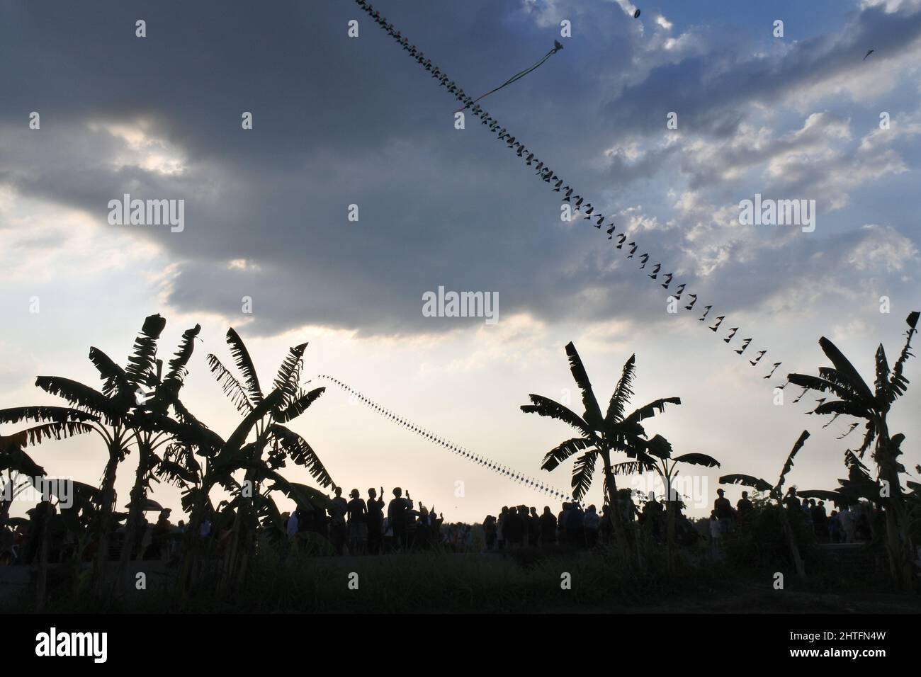 kite competition in fields, Blora, central java, Indonesia Stock Photo ...