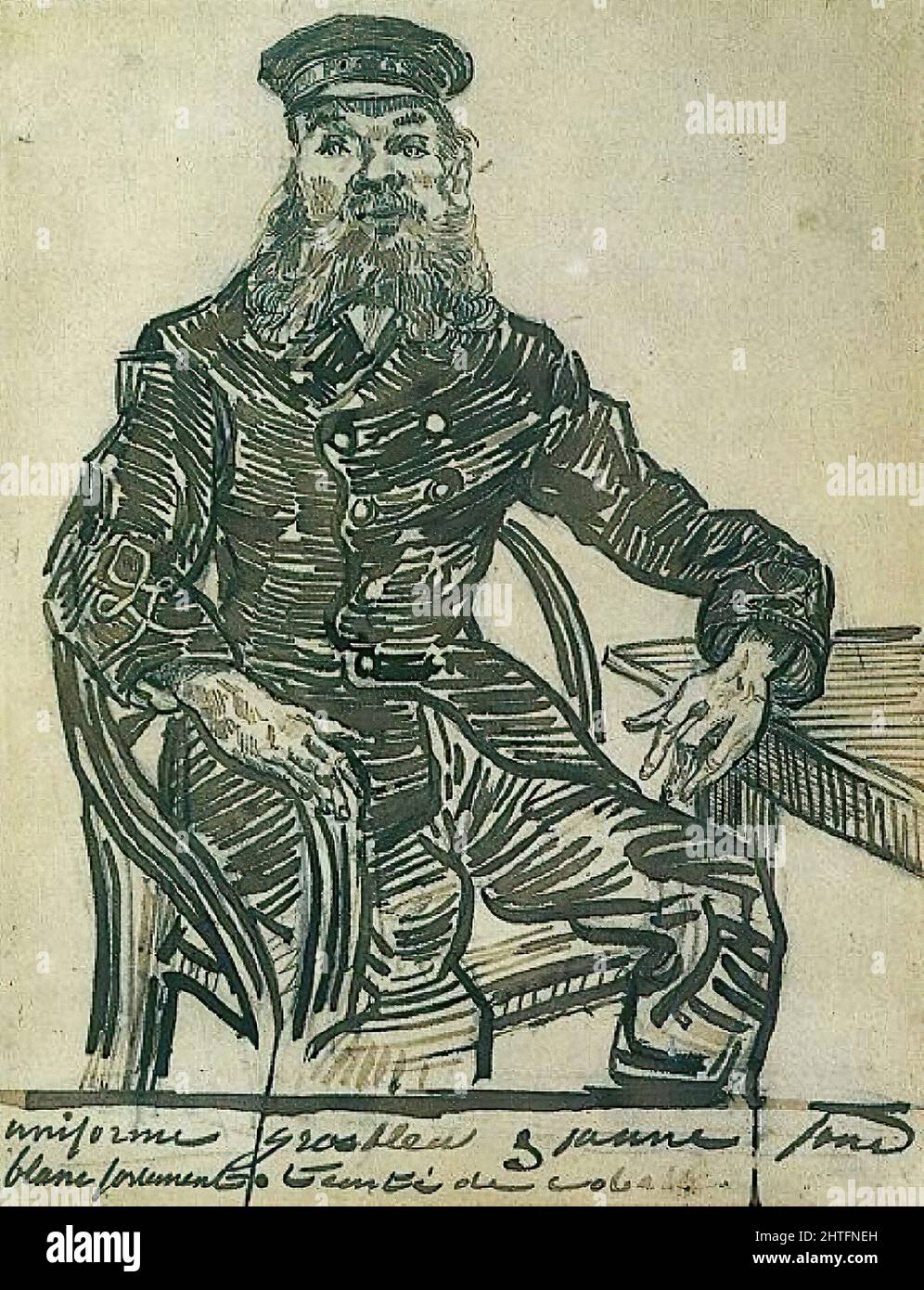 Vincent Van Gogh - Joseph Roulin Sitting Cane Chair Three Quarter ...