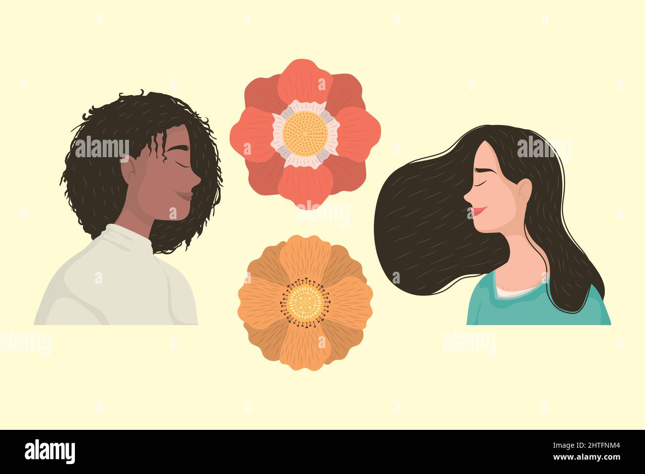 four women and flowers icons Stock Vector Image & Art - Alamy