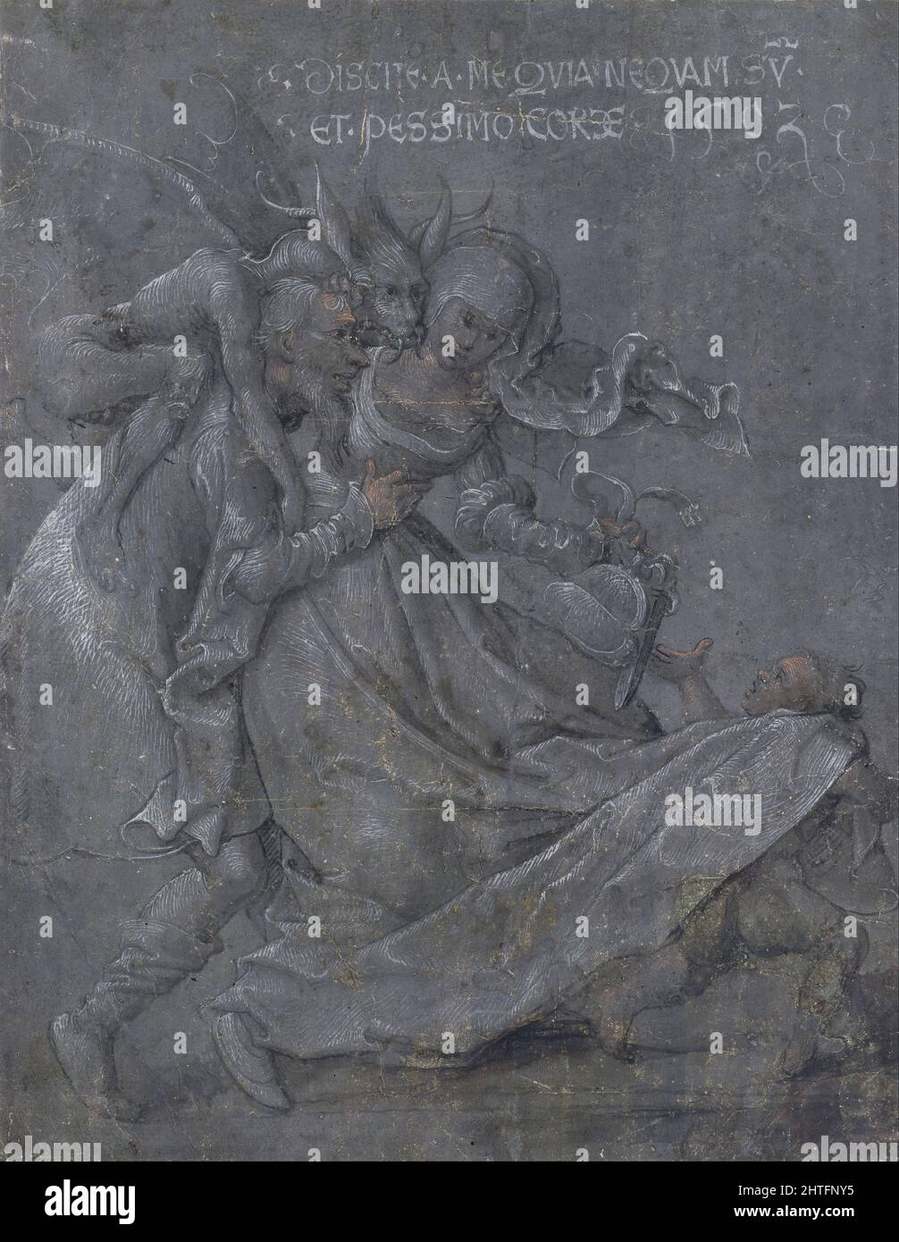 Bernhard Strigel - Pair of lovers with the Devil and Cupid Stock Photo ...