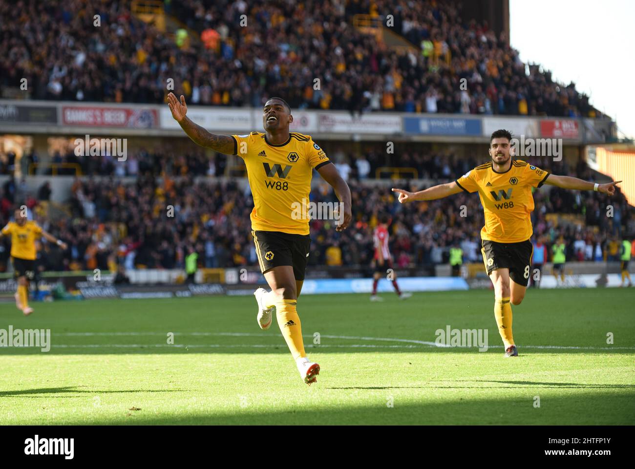 Ivan Cavaleiro of Wolves celebrating his goal. Wolverhampton Wanderers ...
