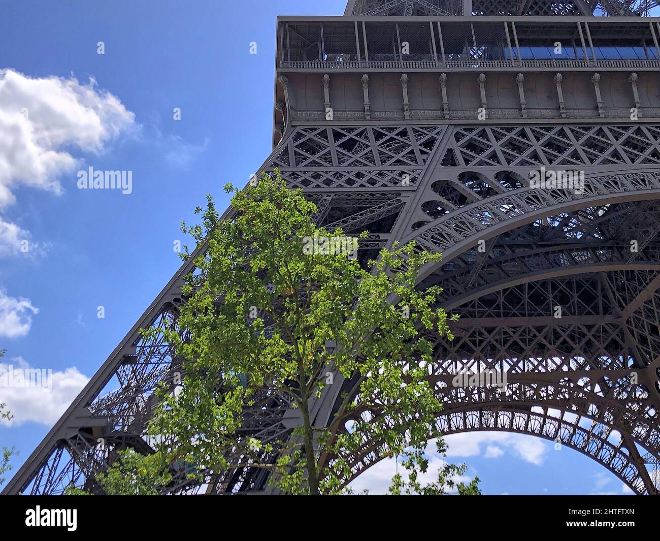 Low angle shot of the lower part of the Eiffel Tower, Paris, France ...