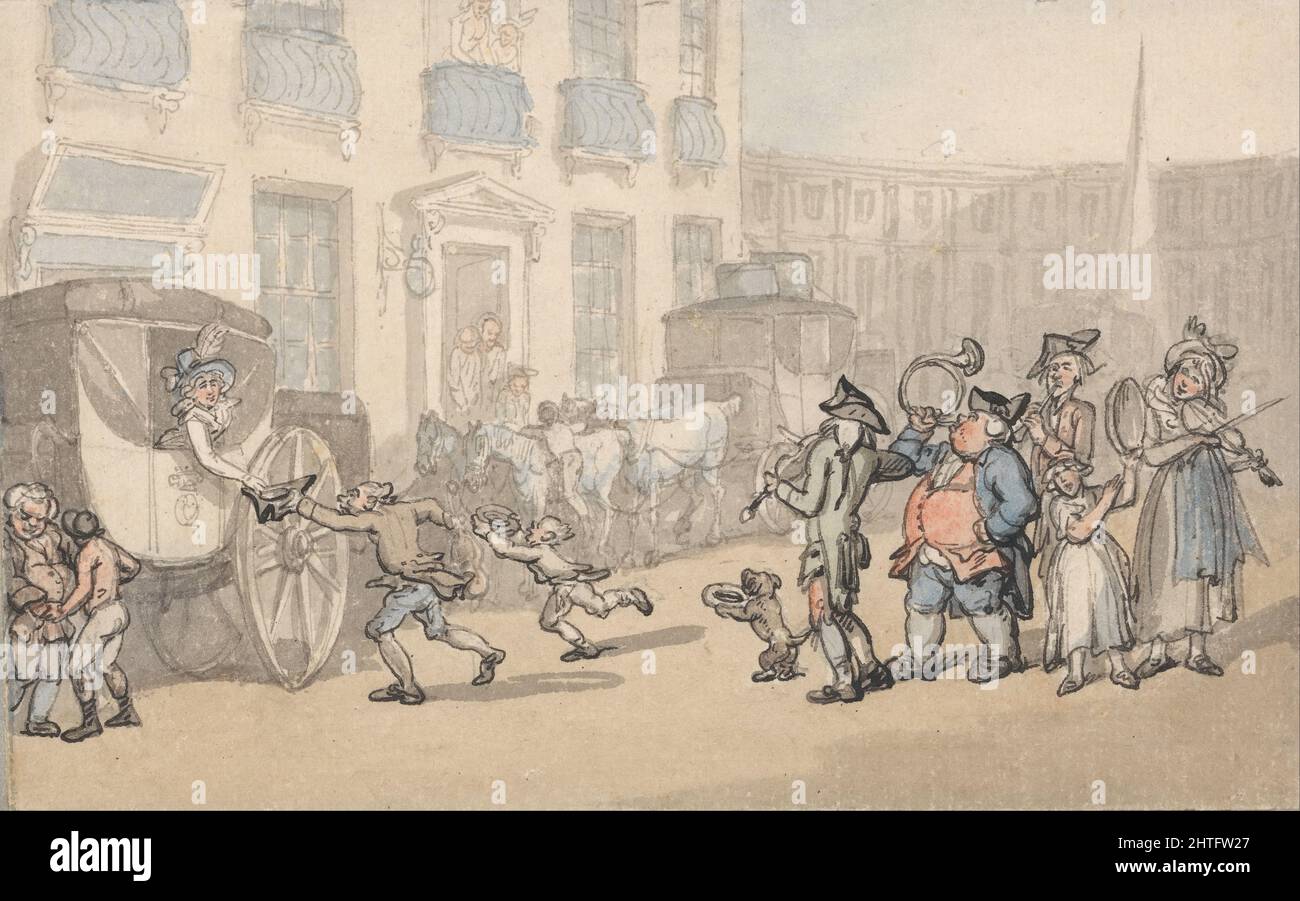 Thomas Rowlandson - Comforts of Bath- Coaches Arriving Stock Photo - Alamy