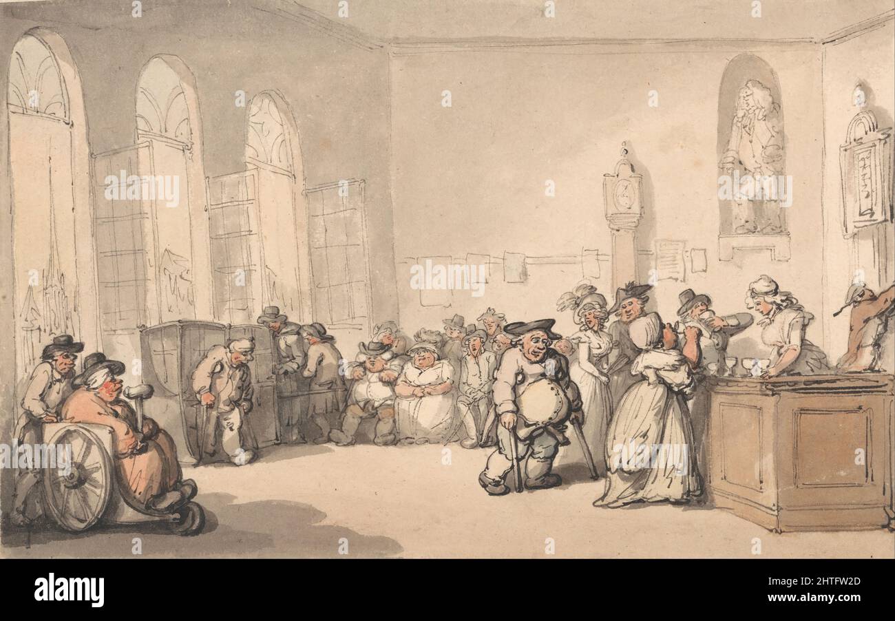 Thomas Rowlandson - Comforts of Bath- The Pump Room Stock Photo - Alamy