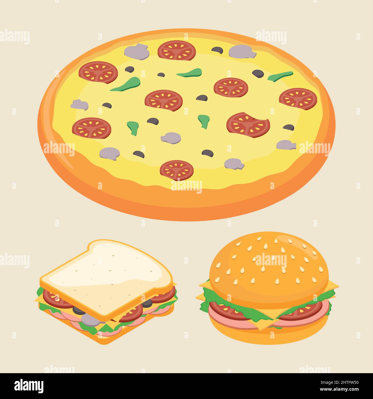 fast food set three icons Stock Vector Image & Art - Alamy