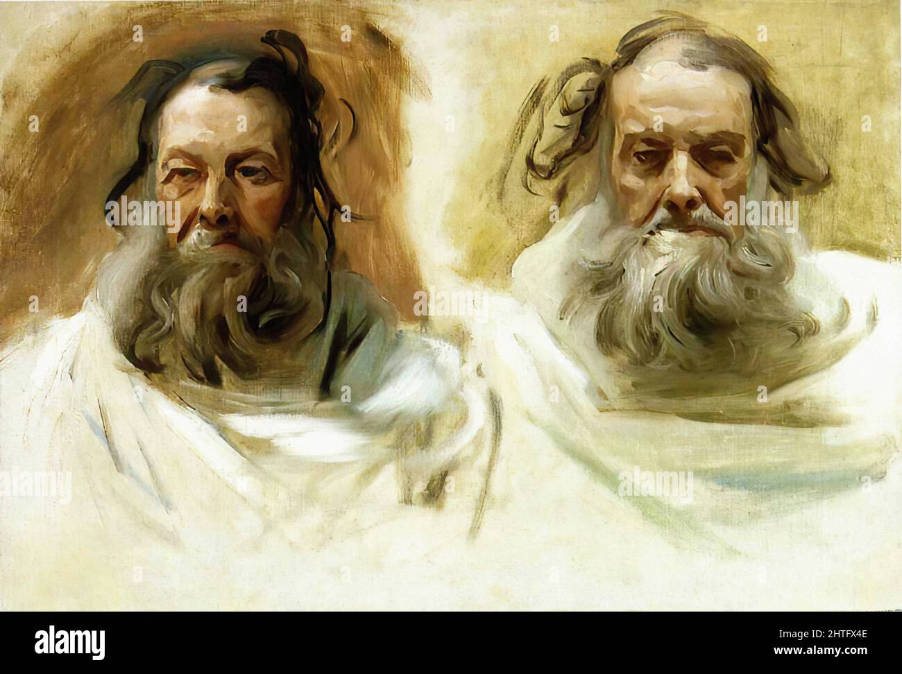 John Singer Sargent - Study Two Heads Boston Mural Prophets 1882 Stock ...